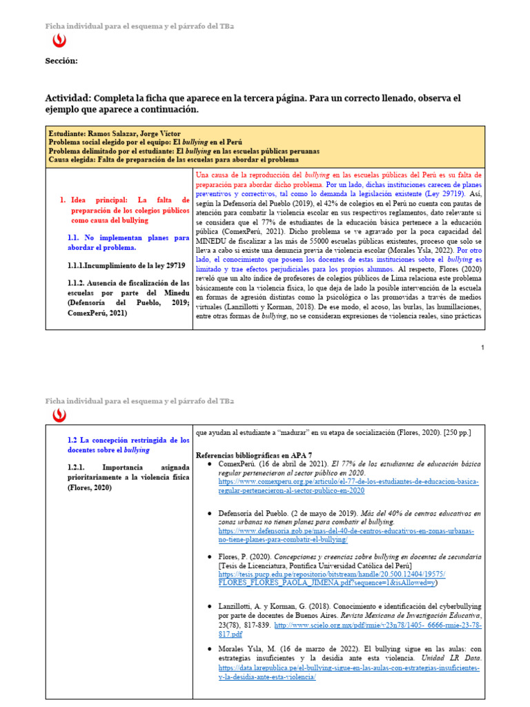 NX1B Formato para El Esquema y Párrafo Del TB2 | PDF