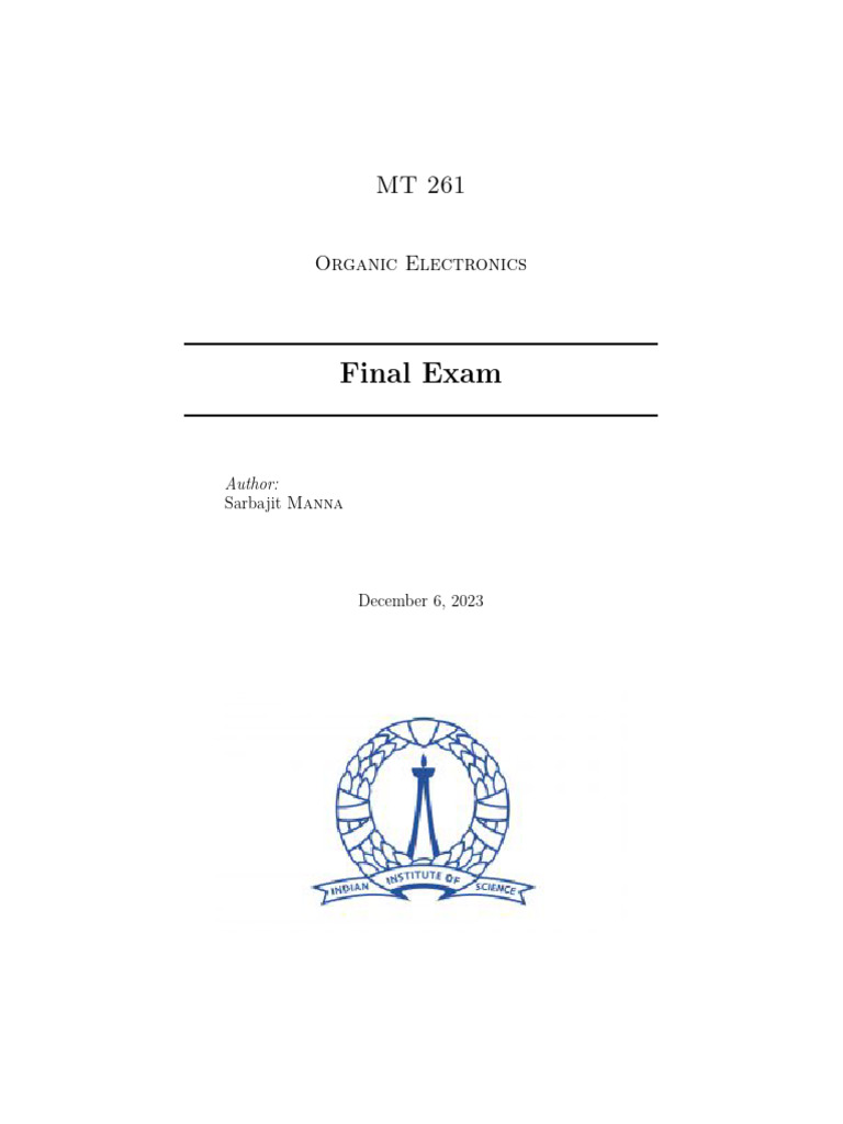 Final Exam | PDF | Semiconductors | Electrical Resistivity And Conductivity