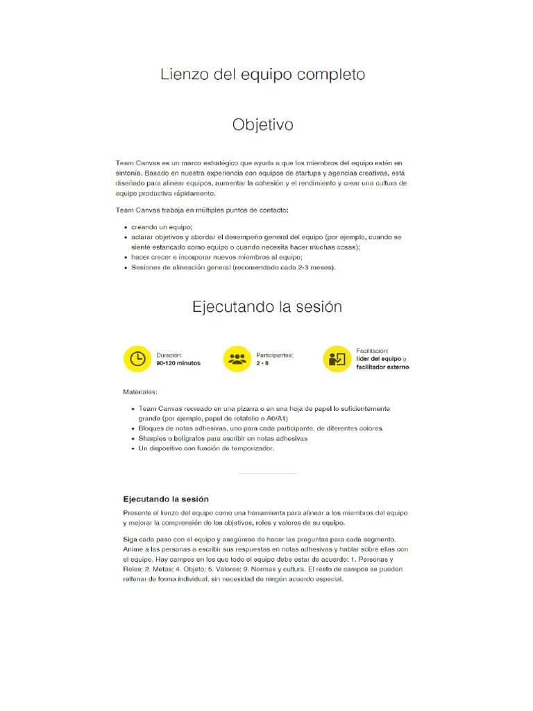 Instructivo Team Canvas | PDF