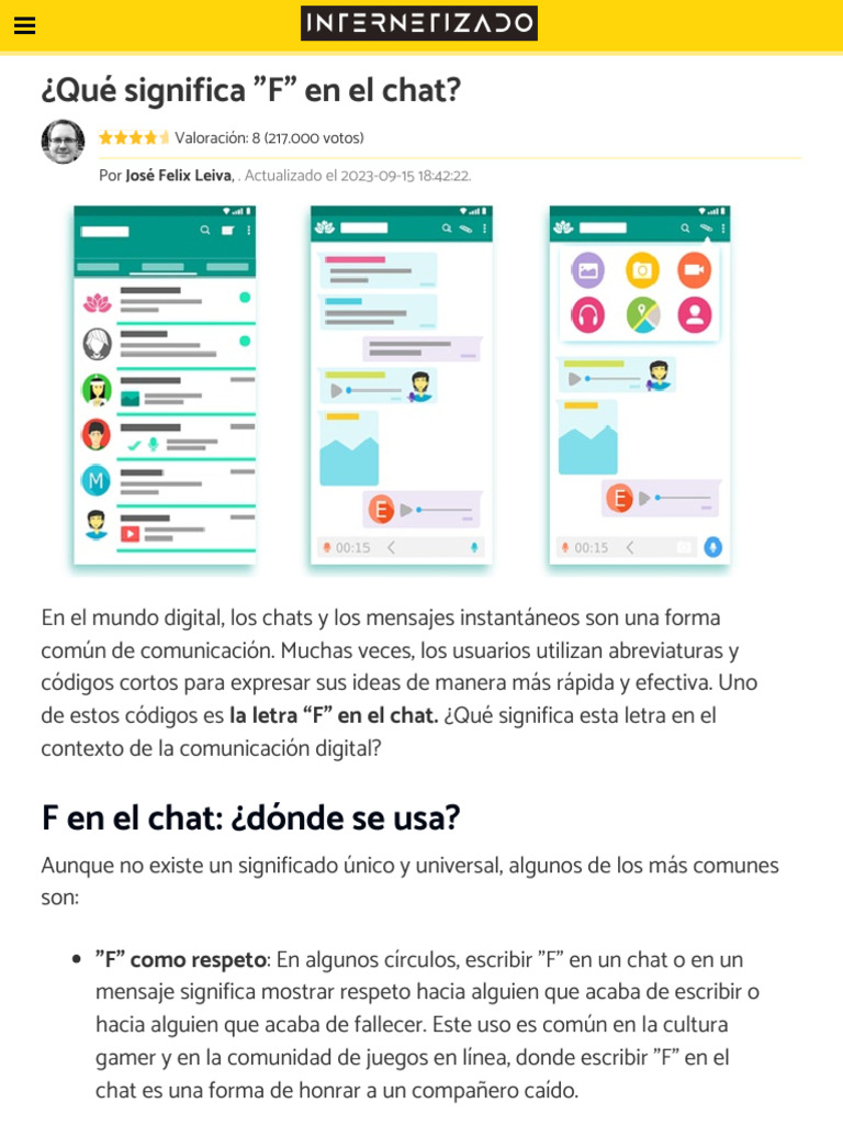 Significado de "F" en el Chat | PDF | Juegos y actividades