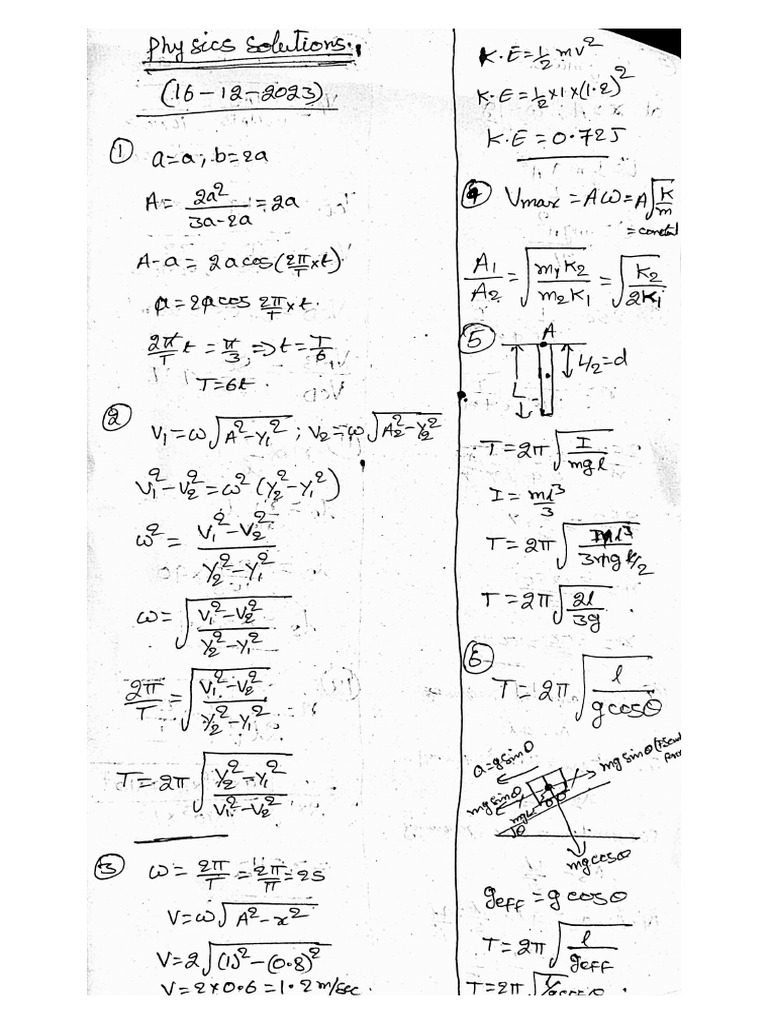 Sr Iit Elite Rw 7 16 12 2023 Physics Solutions Pdf