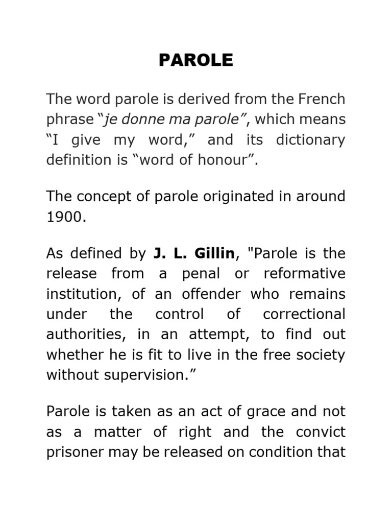 Parole | PDF | Parole | Prison