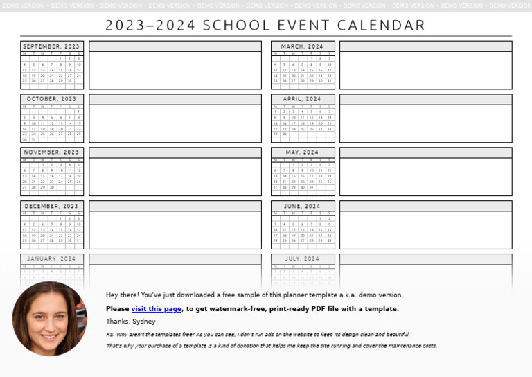 2023-2024 School Event Calendar | PDF