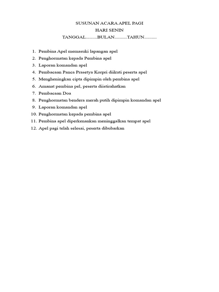 Susunan Acara Apel Pagi | PDF