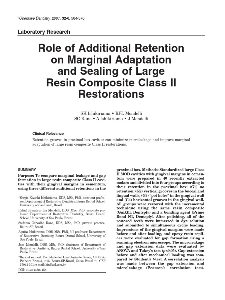 Role Of Additional Retention On Marginal Adaptation And Sealing Of