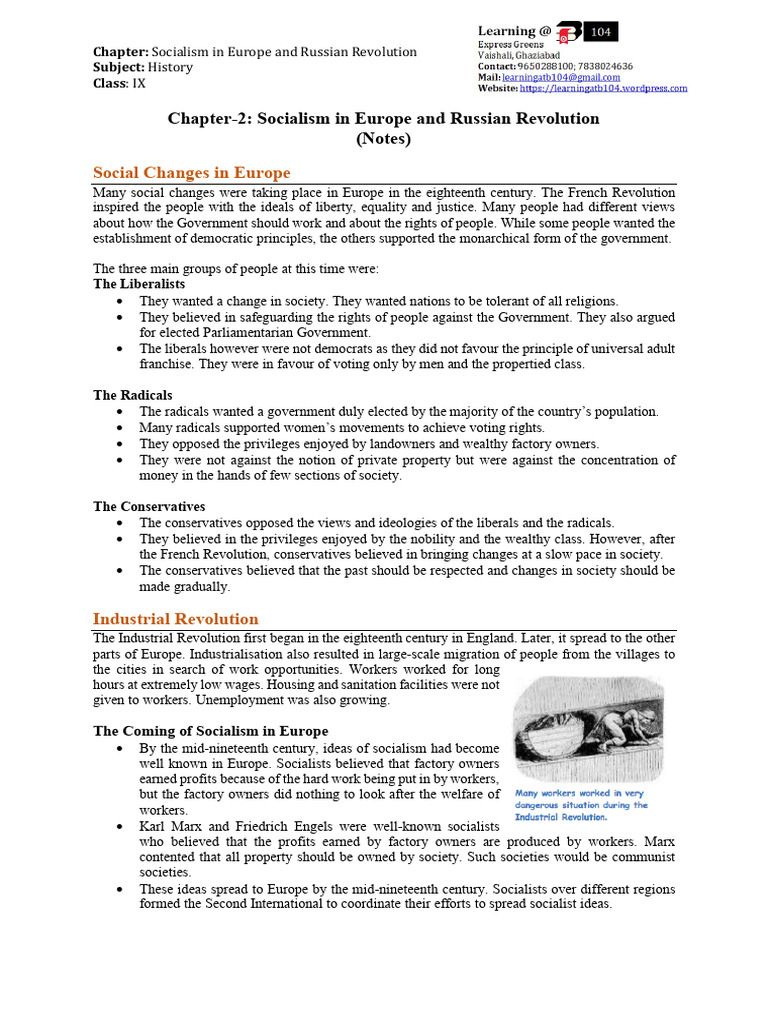 Socialism & Russian Revolution Notes | PDF