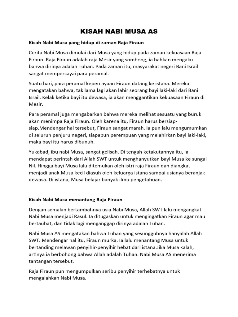 Kisah Nabi Musa As | PDF