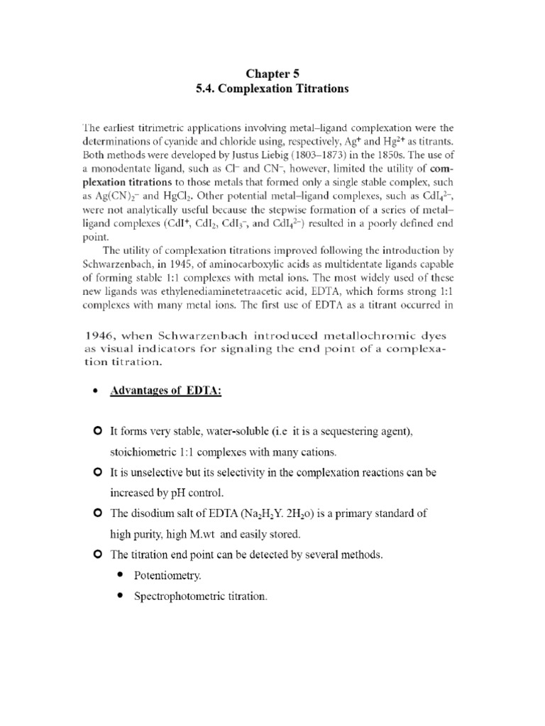 Chapter 5.4. Complexometric Titration | PDF