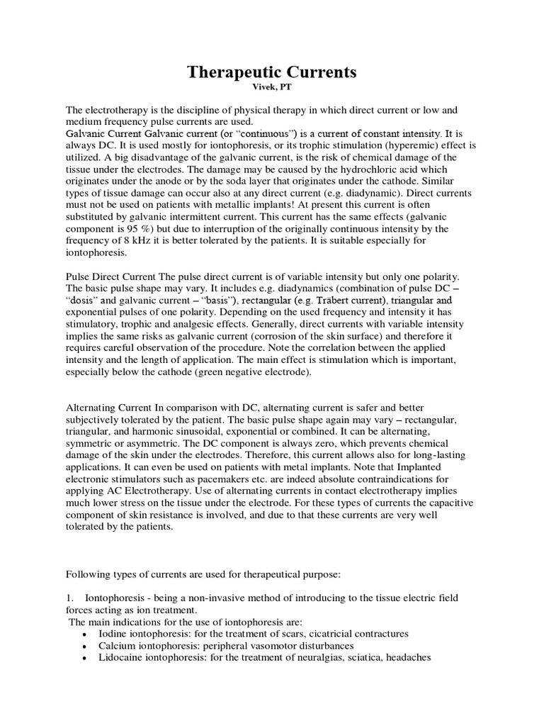 Therapeutic Currents | PDF | Direct Current | Electric Current