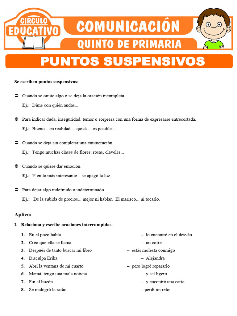 Ejercicios y ejemplos de puntos suspensivos | PDF | Hogar, jardinería y ...