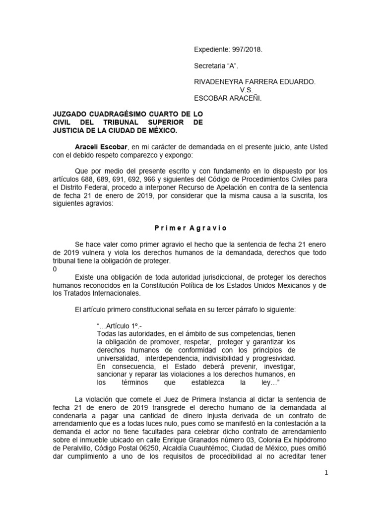 APELACIÓN | PDF | Sentencia (ley) | Demanda judicial