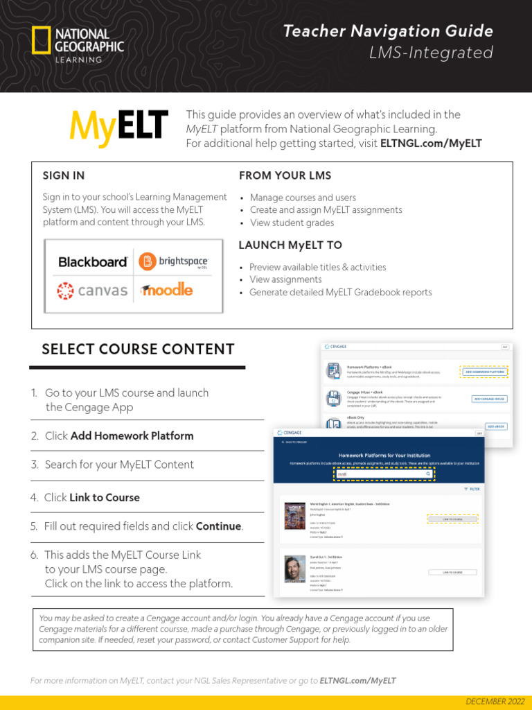 NGL Elt Myelt Teachernavigationguide Lms Integration | PDF | Computing ...