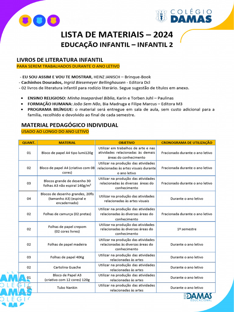 Lista Damas Infantil2 - 2024 | PDF