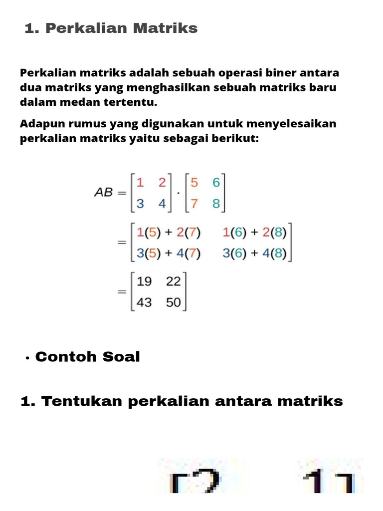 Perkalian Matriks: Contoh Soal | PDF | Metode & Bahan Ajar | Sains & Matematika