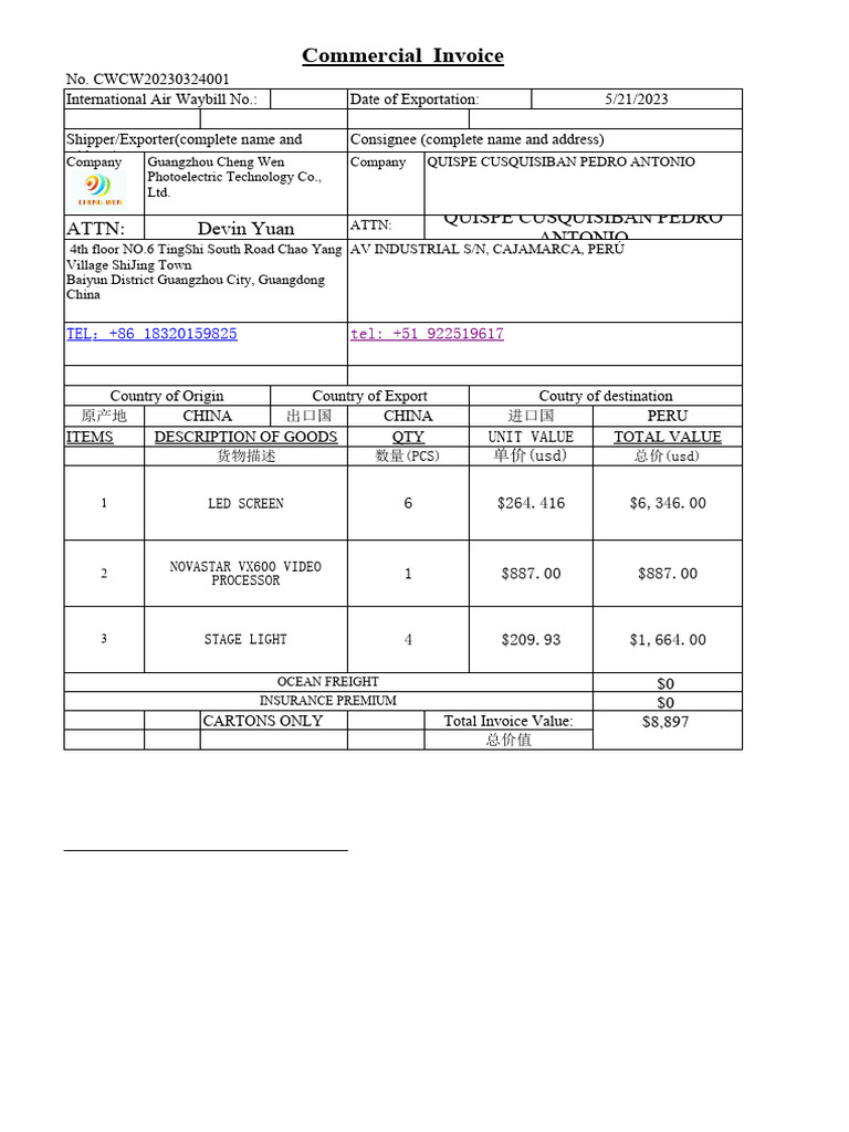 Commercial Invoice | PDF