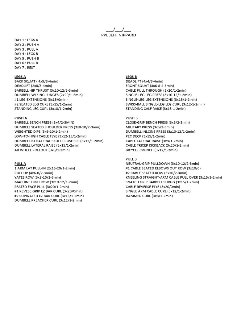 PPL Jeff Nippard | PDF | Teaching Methods & Materials | Home & Garden