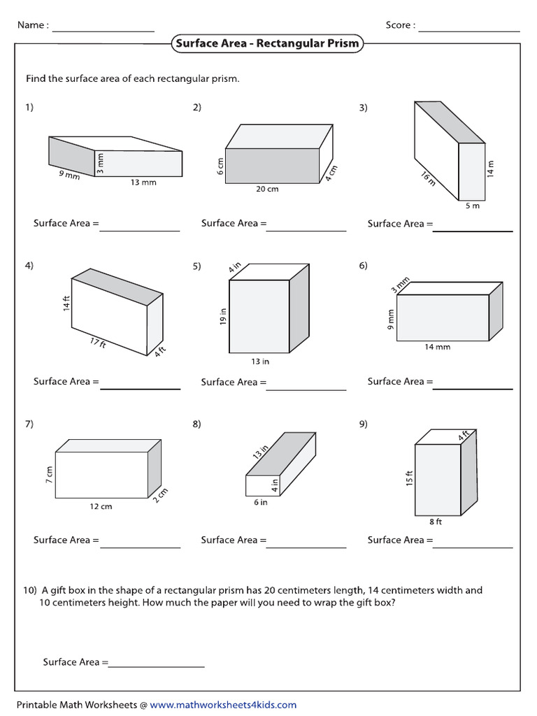 S A +of+Rectangular+Prisms+ | PDF
