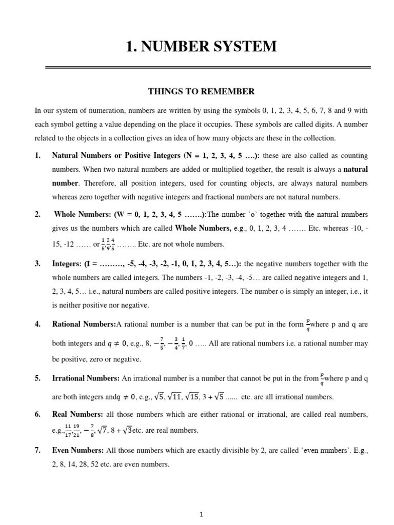 Number System Fundamentals and Problems | PDF | Numbers | Rational Number