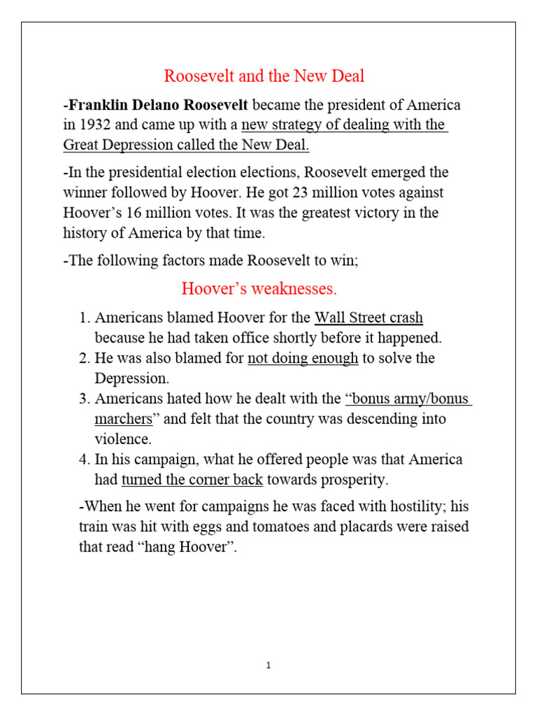 Roosevelt's New Deal Impact | PDF | New Deal | Franklin D. Roosevelt