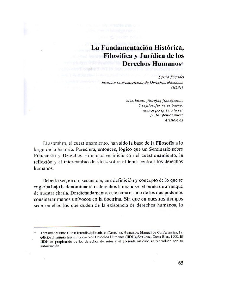 La Fundamentacion Historica, Filosofica y Juridica de Los Derchos ...