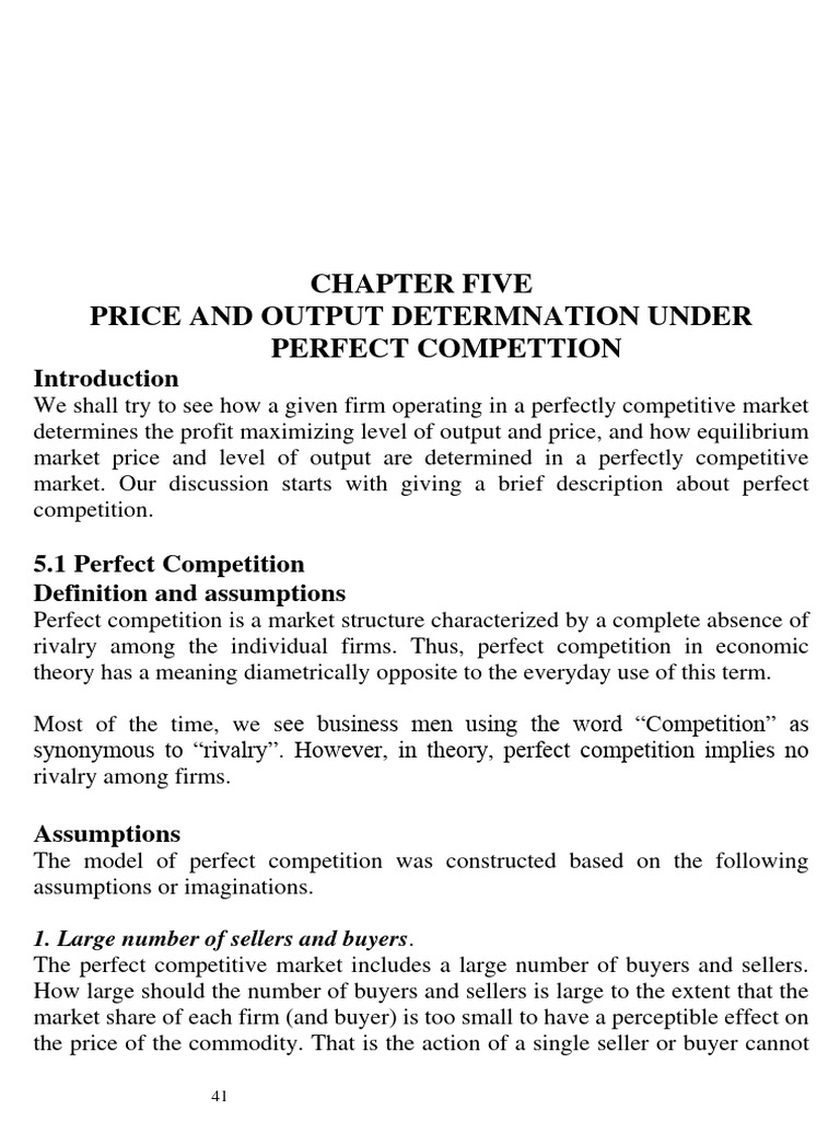 Chapter 5_Perfect Competition | PDF | Supply (Economics) | Perfect Competition