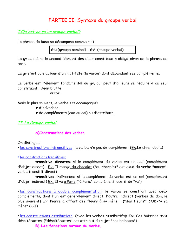 Comprendre le groupe verbal en français | PDF | Temps (grammaire) | Verbe