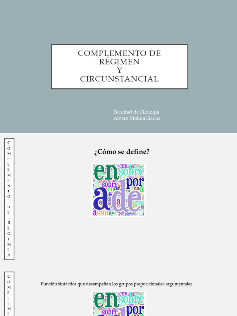 Complemento de Régimen y Circunstancial | PDF | Adverbio | Predicado ...
