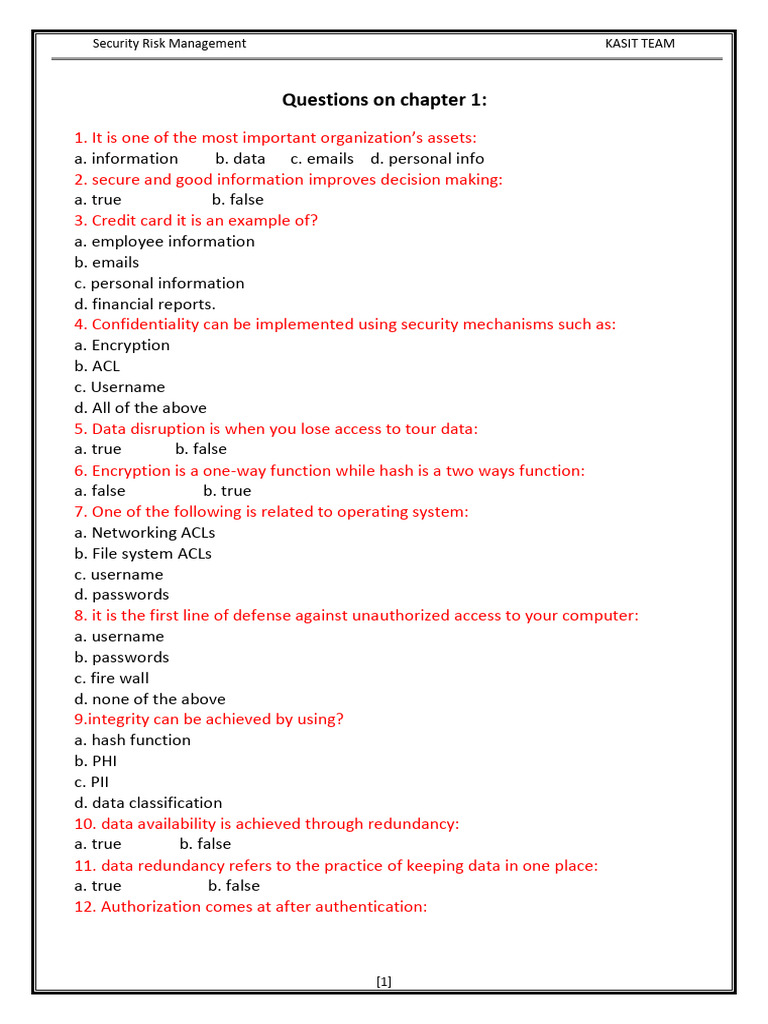 Exercises Security Risk Management & Ethics | PDF | Information Security | Risk