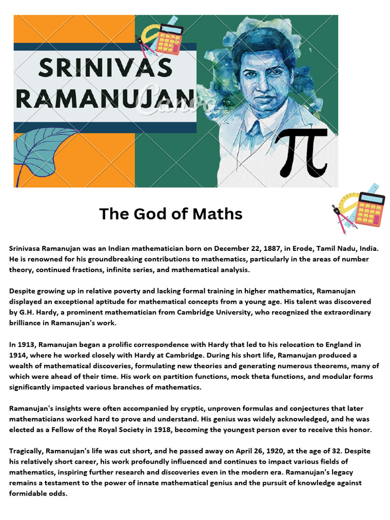 Srinivasa Ramanujan | PDF | Mathematics | Numbers