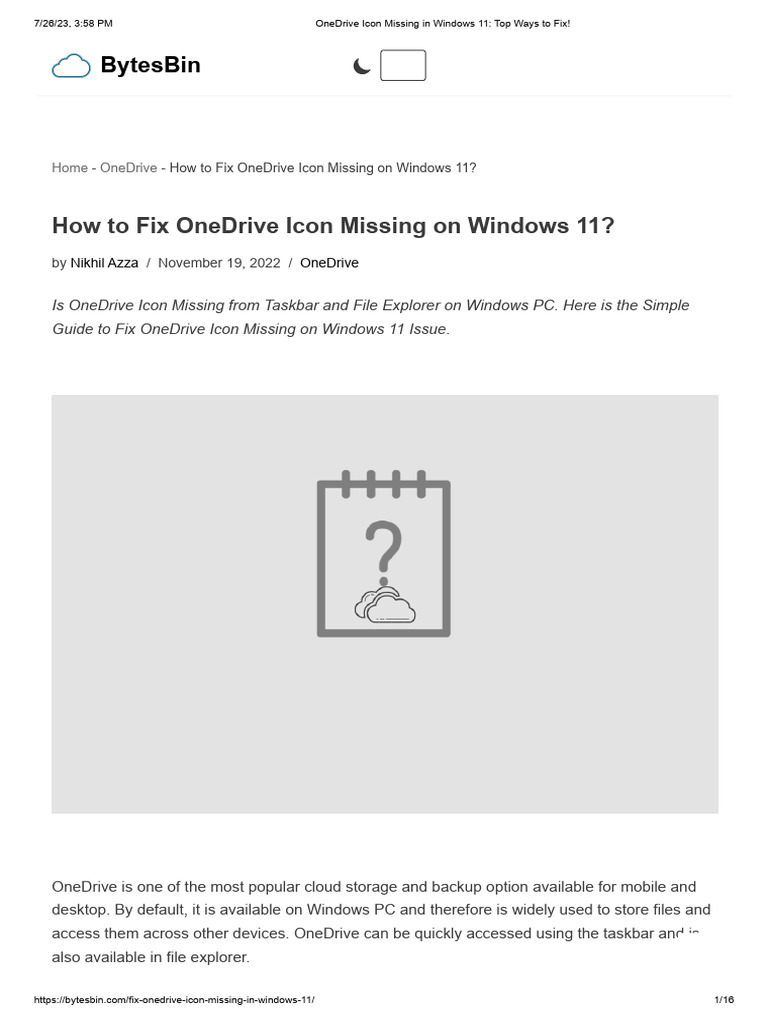OneDrive Icon Missing in Windows 11 - Top Ways To Fix! | PDF | Windows ...
