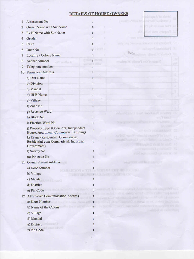 Dharani Portal Owners Details Application (English) | PDF