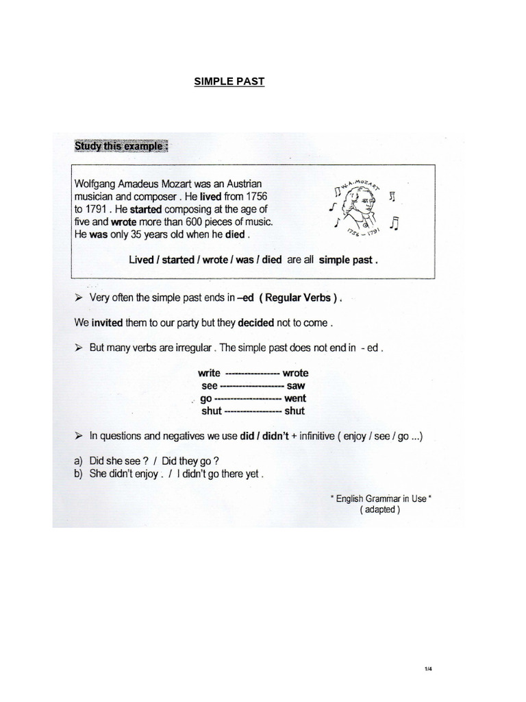 Past Tense | PDF | Perfect (Grammar) | Syntax