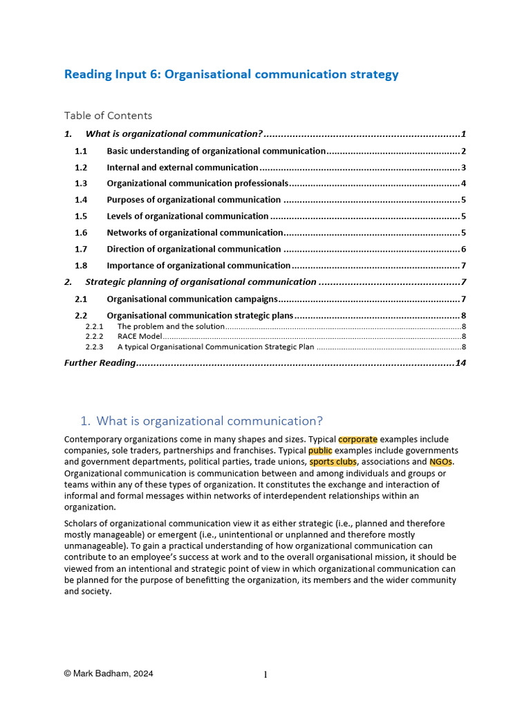 Input 6 Organisational Communication Strategy Pdf Communication