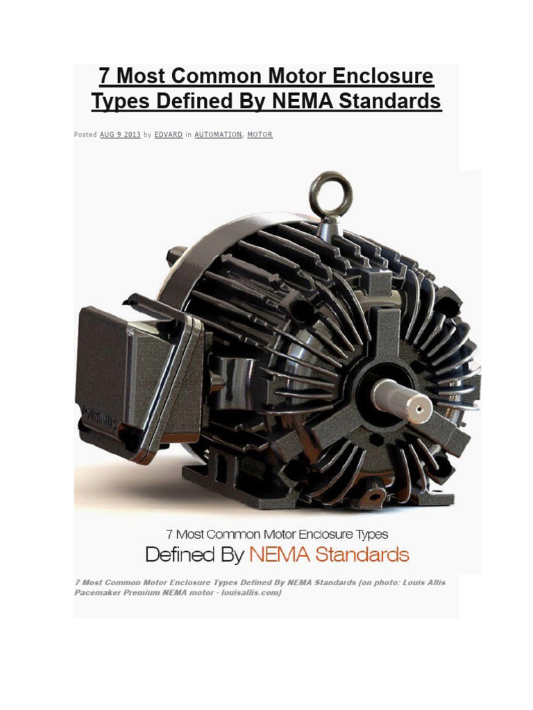 7 Most Common Motor Enclosure Types Defined by NEMA Standards | PDF ...