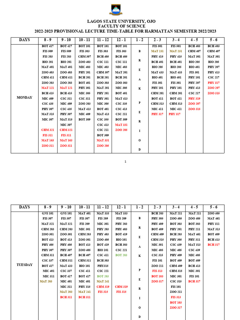 2023 - 2024 First Semester Lecture Timetable Final | PDF 2023 - 2024 First Semester Lecture Timetable Final | PDF
