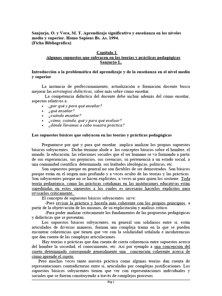 aprendizaje significativo sanjurjo | PDF | Plan de estudios | Aprendizaje