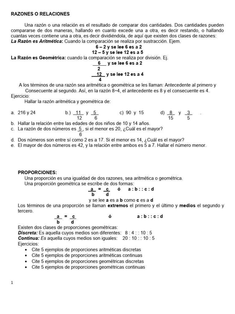 Razones y Proporciones.... | PDF | Proporción | Porcentaje