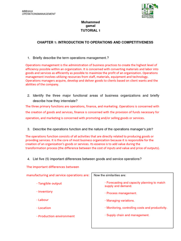 Operations Management Basics | PDF | Operations Management | Goods