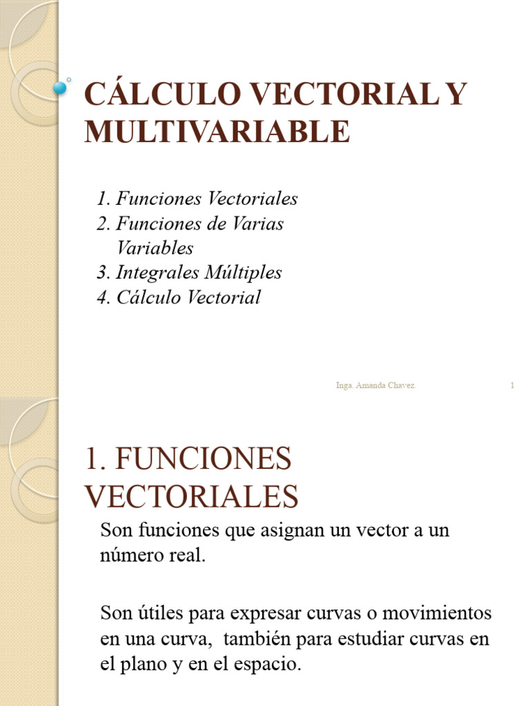 1 Funciones Vectoriales | PDF | Curva | Vector Euclidiano