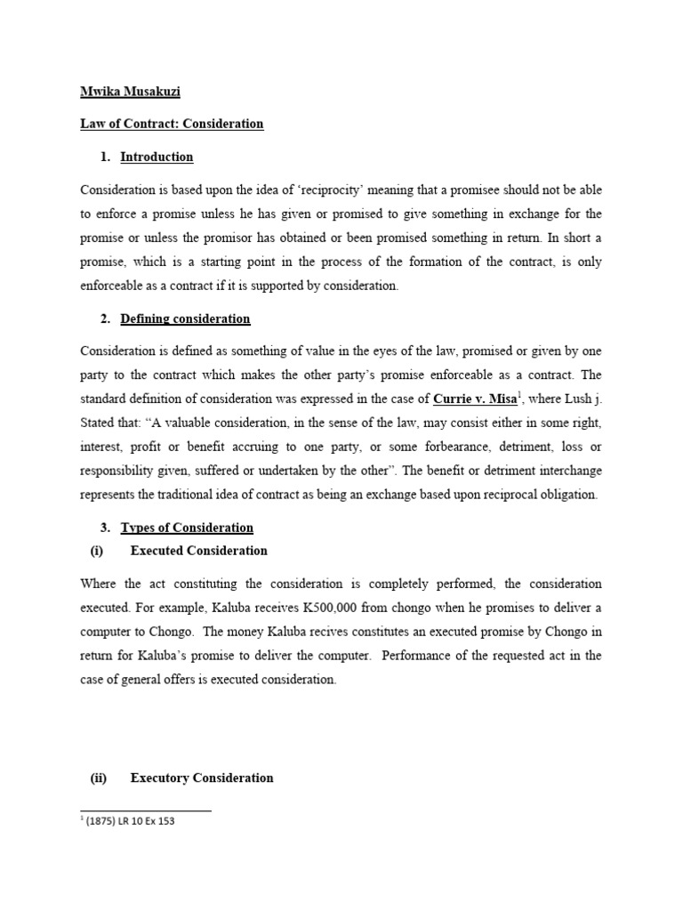 Law of Kt-Consideration | PDF | Consideration | Law Of Obligations