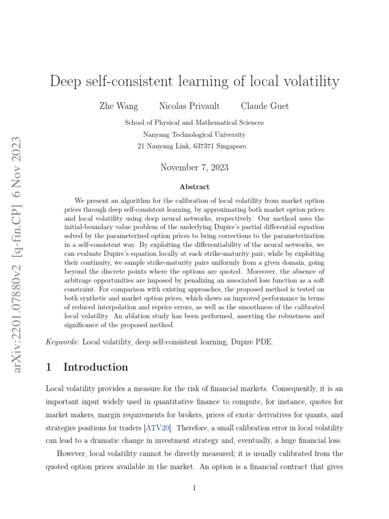 Deep Learning for Local Volatility Calibration | PDF | Option (Finance ...