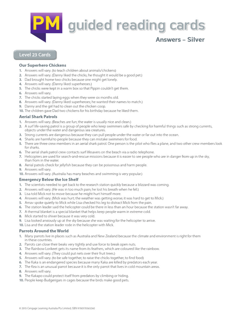 Silver Reading Comprehension Cards | PDF