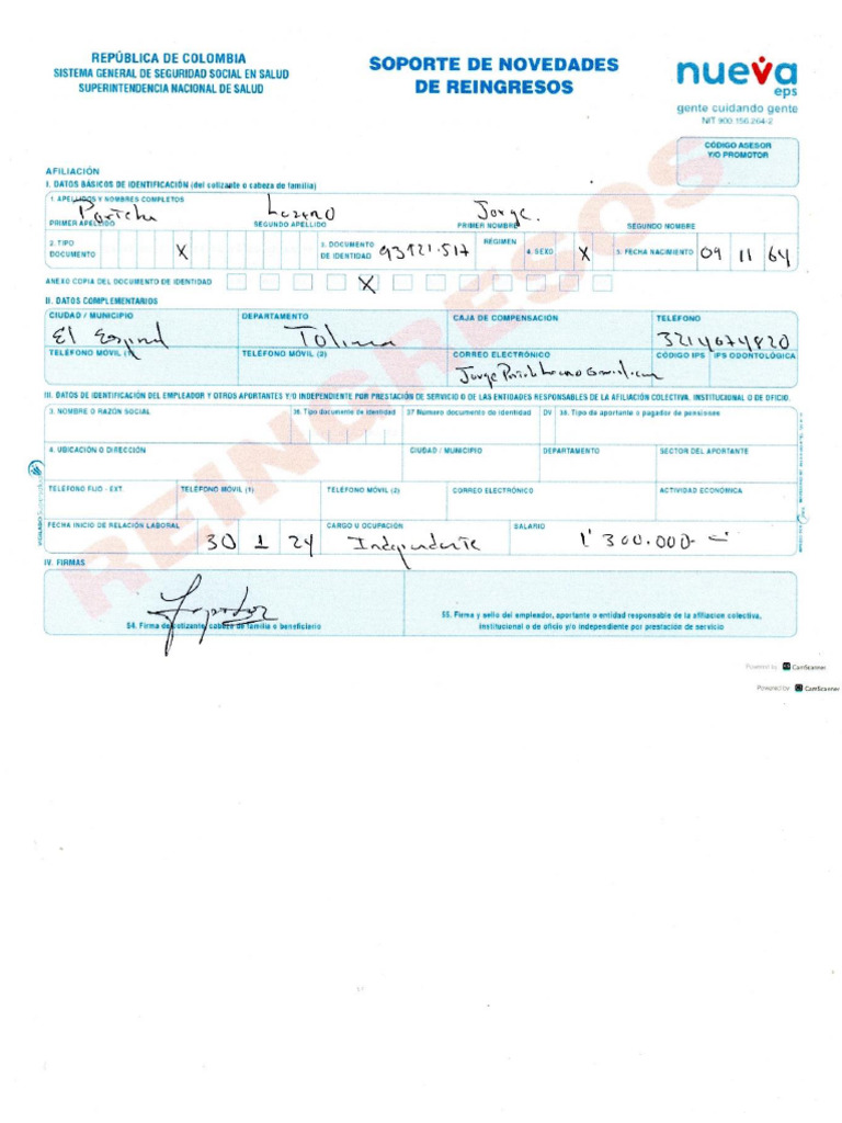 Formato Nueva Eps | PDF