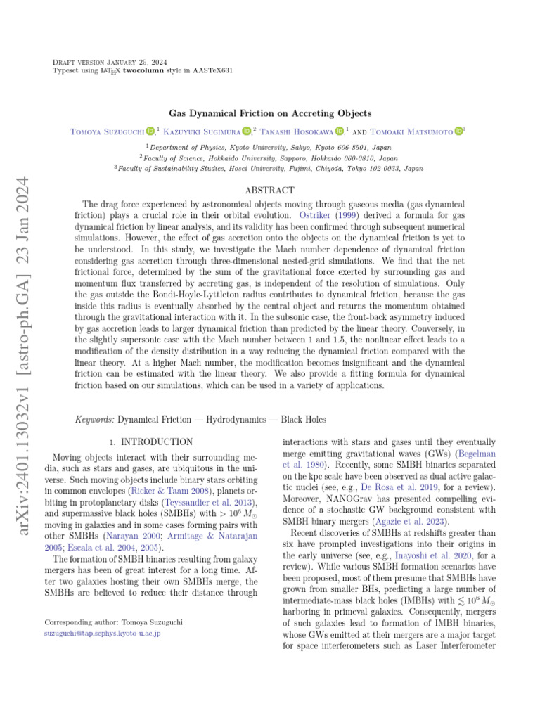 Gas Dynamical Friction On Accreting Objects | PDF