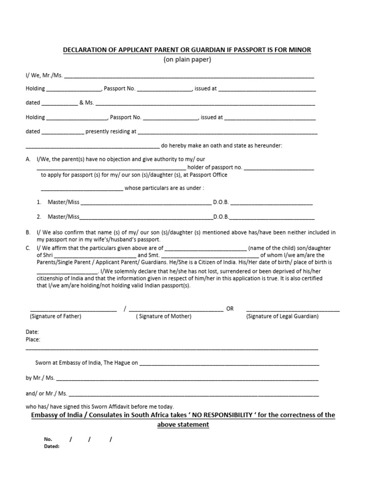 What Does Declaration Of Applicant Mean On Passport