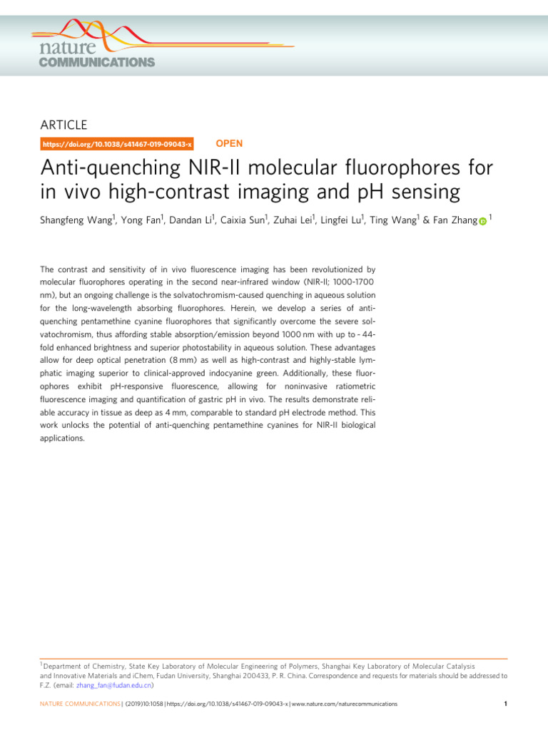 Anti-Quenching NIR-II Molecular Fluorophores For in Vivo High-Contrast ...