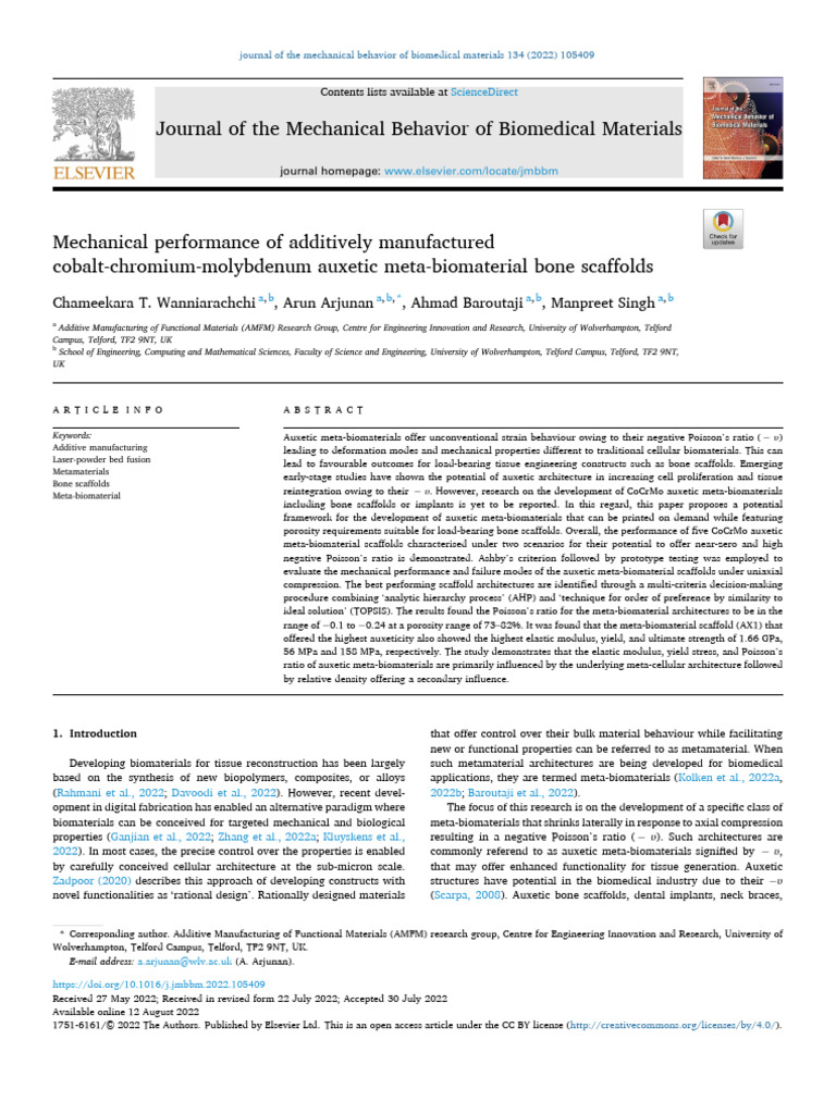Mechanical Performance of Additively Manufactured | PDF