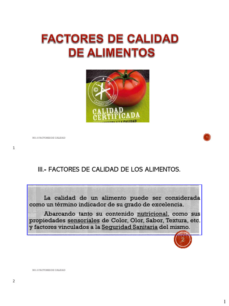3 Factores de Calidad 2023 | Descargar gratis PDF | Alimentos | Gusto