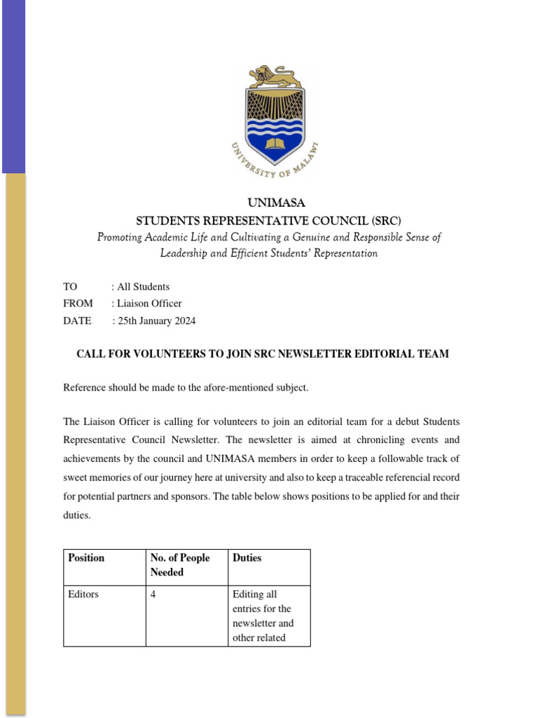 SRC NEWSLETTER EDITORIAL TEAM | PDF