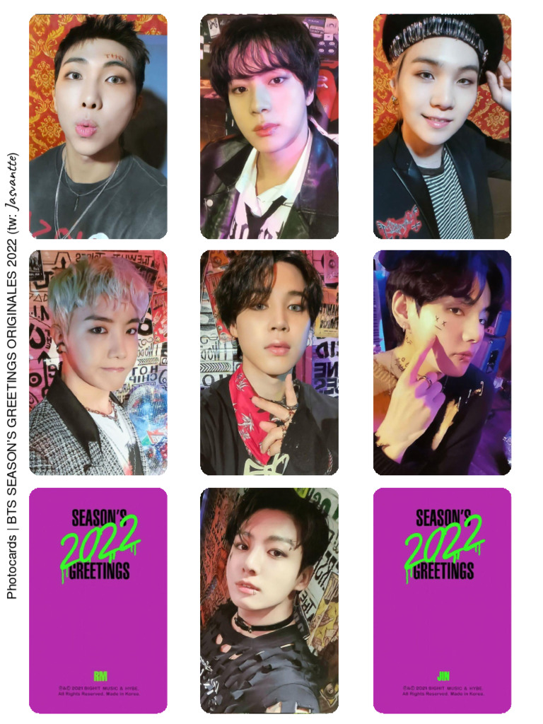 Photocards BTS SEASON'S GREETINGS ORIGINALES 2022 | PDF